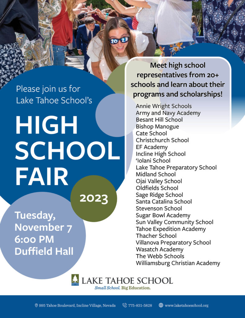 2023 High School Fair - Tuesday, November 7 - Lake Tahoe School